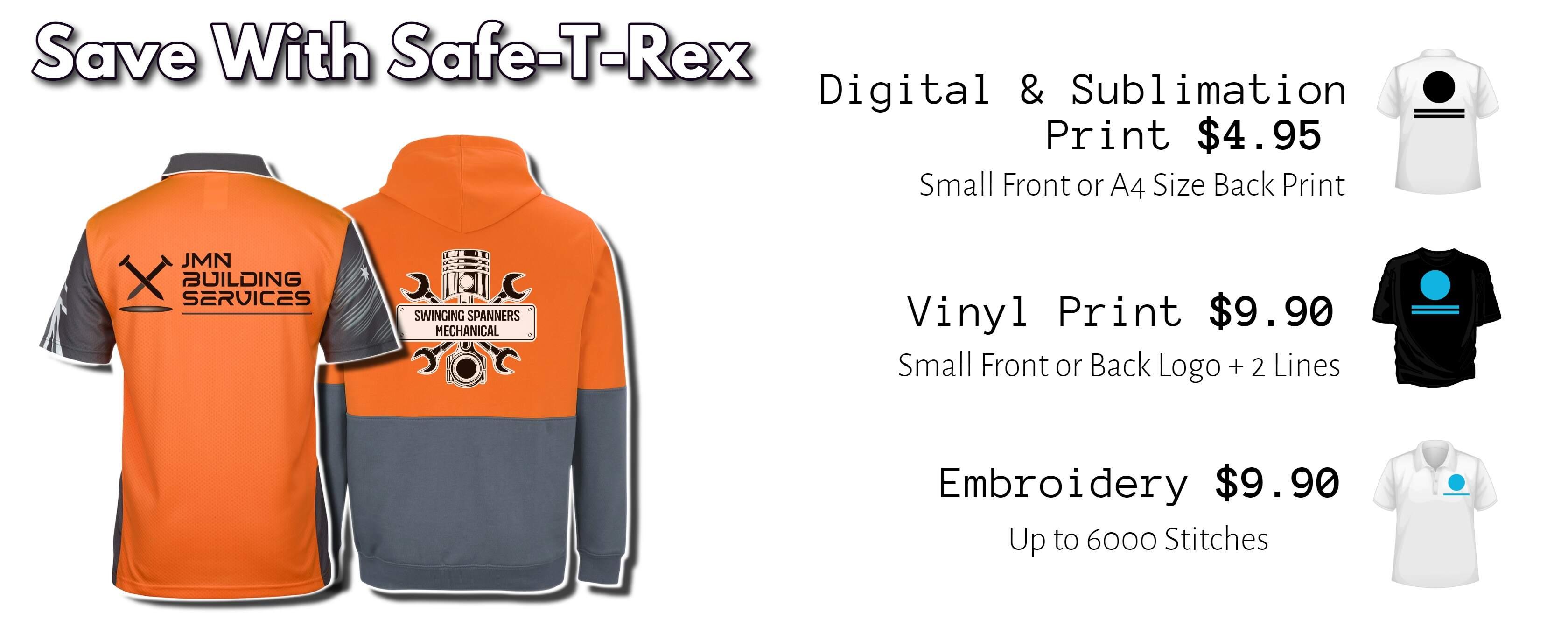 Custom Printed & Embroidered Workwear In Australia | Safe-T-Rex