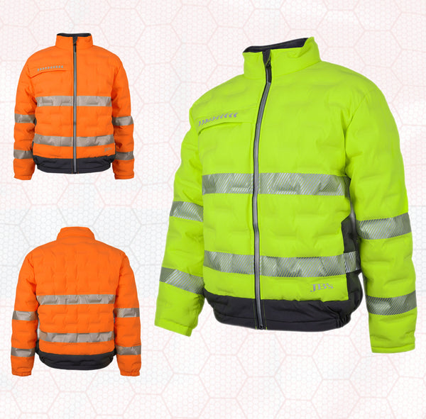Hi Vis Graphene Puffer Jacket | Custom Branded Workwear - Safe-T-Rex ...