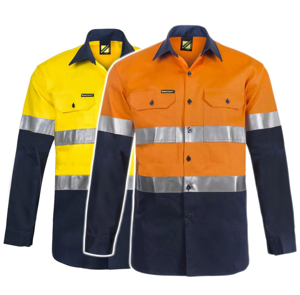 WS4000 Hi Vis Cotton Drill | Tradie Work Shirts 🔥 Safe-T-Rex - Safe-T ...
